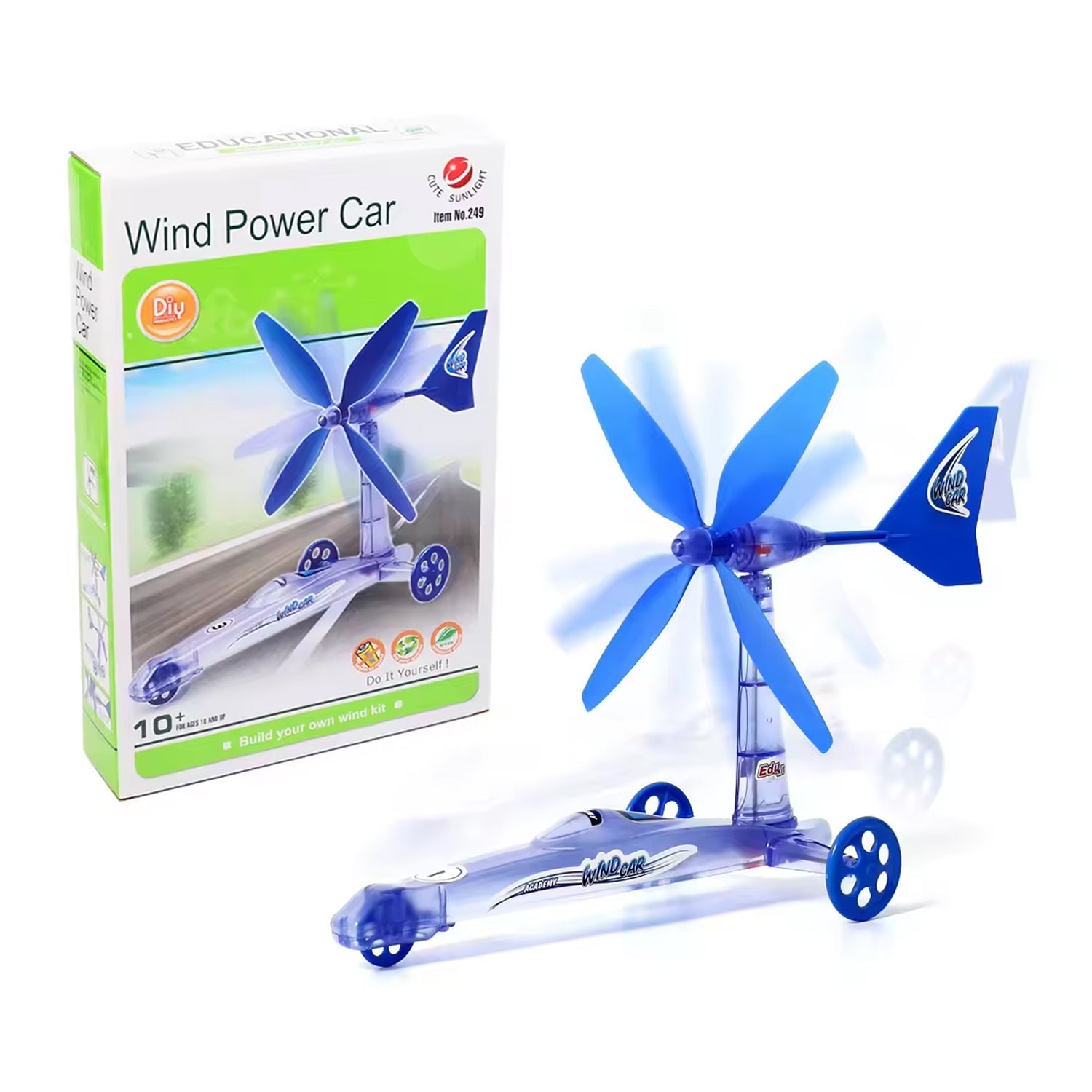 Wind Power Car STEM Kit DIY Wind-Powered Car DIY Windmill Car Wind Ene