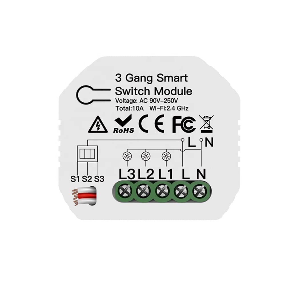 3 GANG Mini WiFi Smart Switch Control With Regular Wall Switch (3 GANG