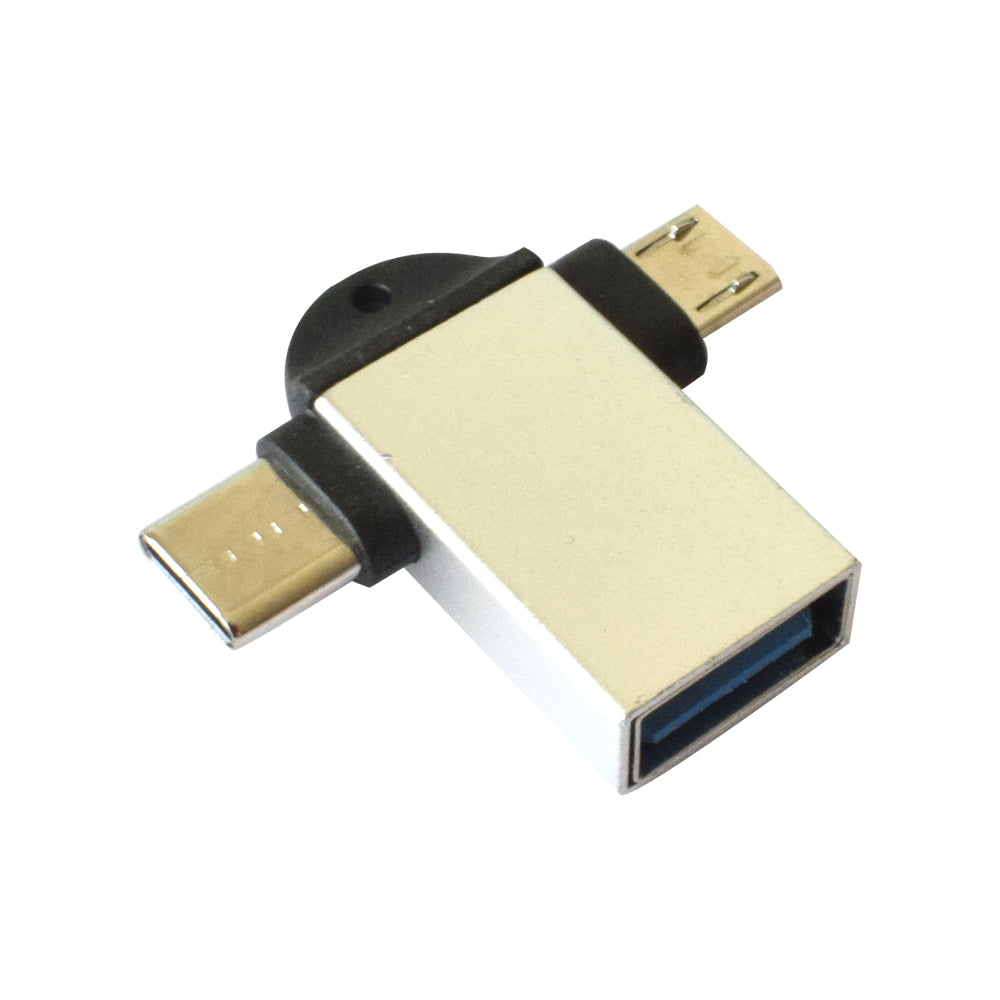 Buy 3 in 1 Type-C, Type-B Micro to Type-A USB OTG (Pack of 2) at ...